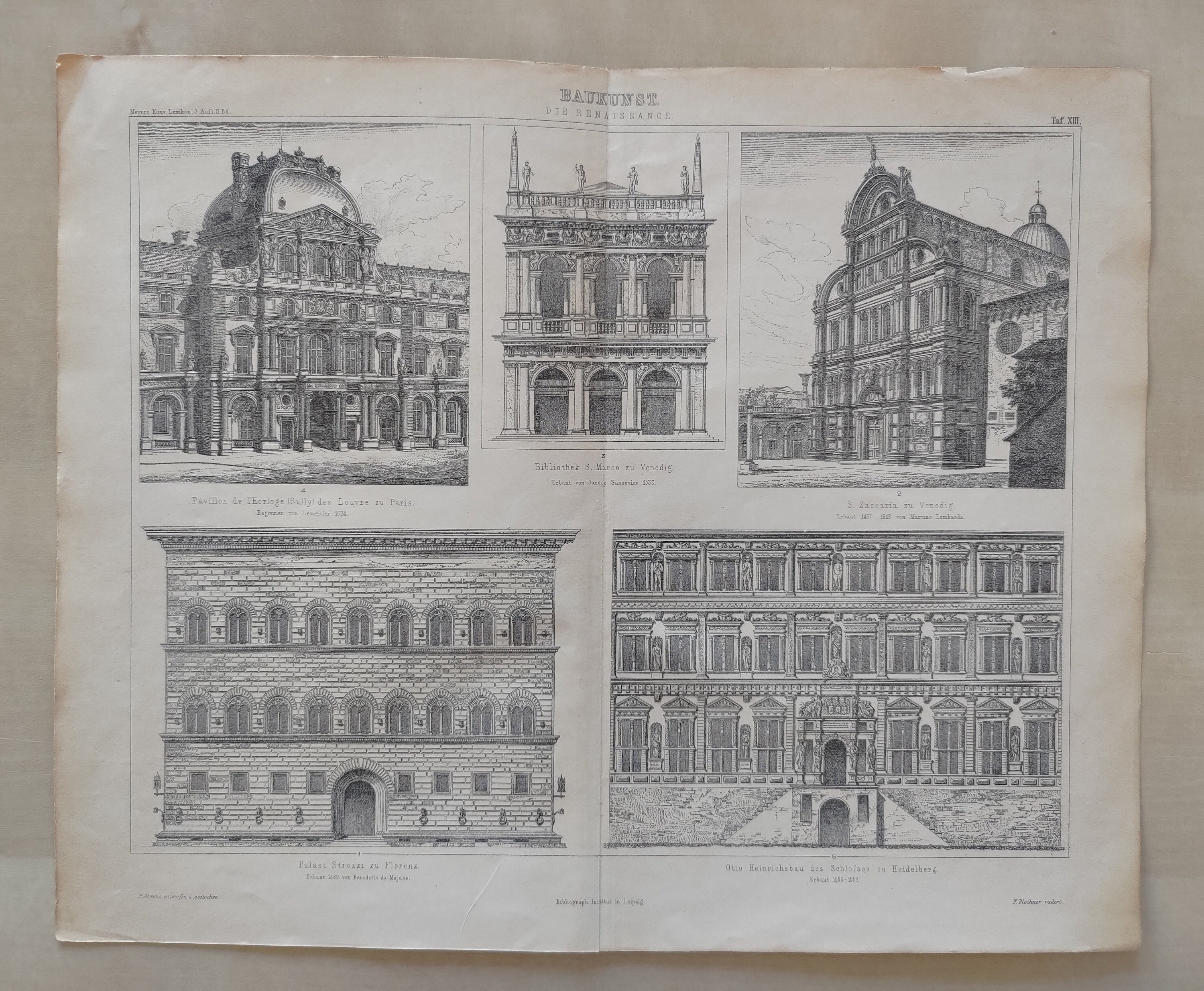 Architecture 1875 | Original Lithograph From Old Reference Book From ...