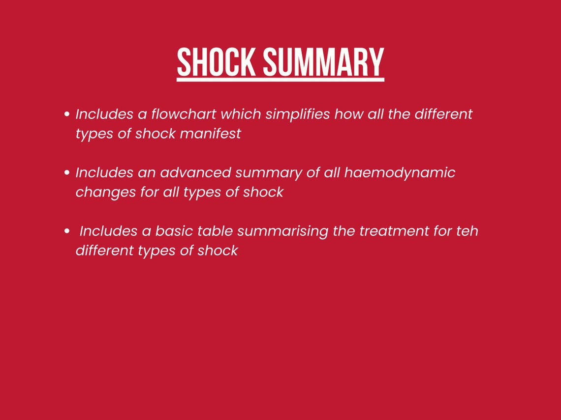 Shock Summary Cheat Sheet: Hypovolemic, Cardiogenic, Obstructive (PDF ...
