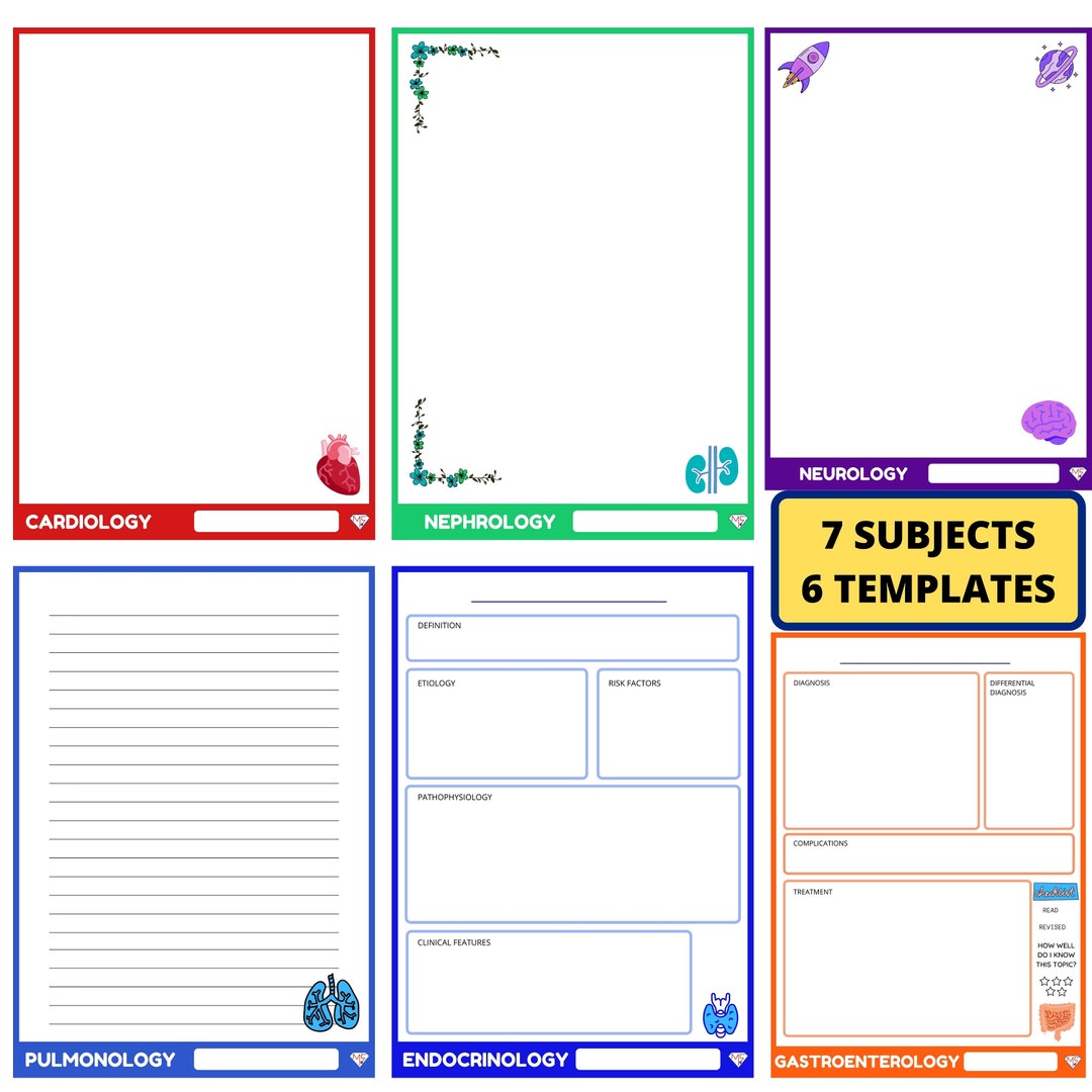 Pdfprintable Stationary for 7 Internal Medicine Subjects. 6 Different ...