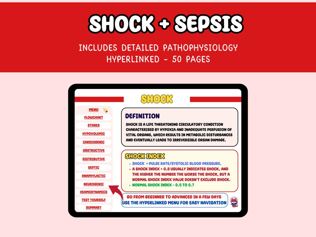 Shock Sepsis Guide: Interactive PDF, 50 Detailed Pages on Shock ...
