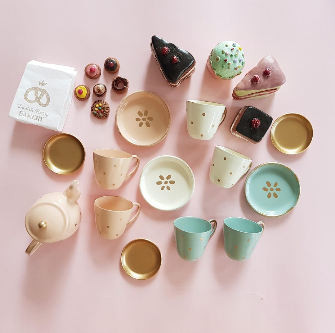 Big Colorful Metal Tea Set With Cakes - for Barbie, Maileg, Blythe - Etsy