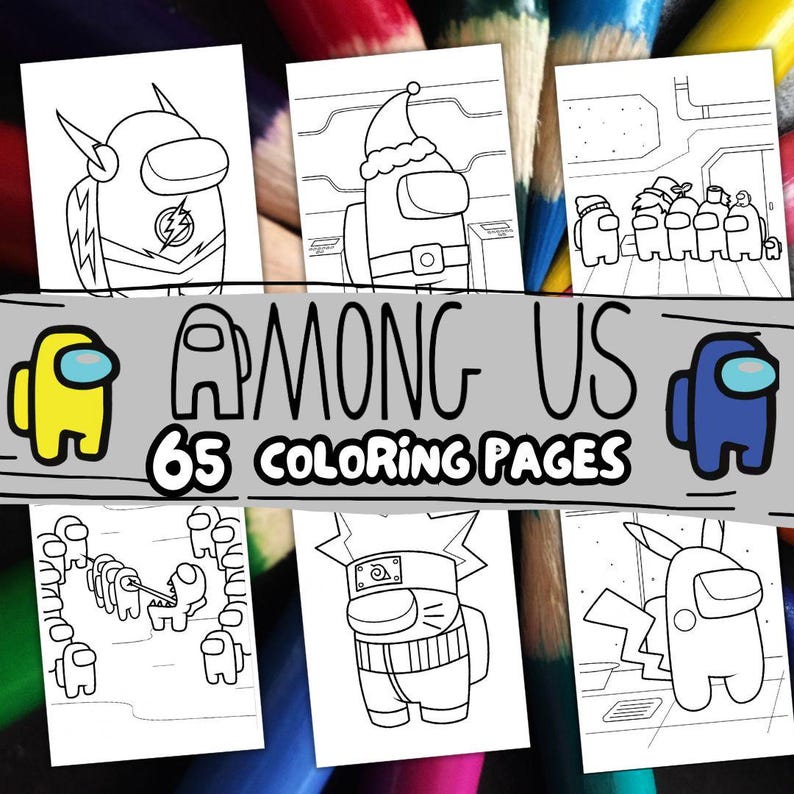 65 Space Crewmate Color Pages. Astronaut Game Characters Coloring Book ...