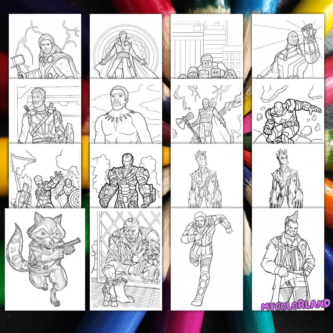 100 SUPERHERO Coloring Pages, A4 Format Coloring Book for Kids, Kid ...