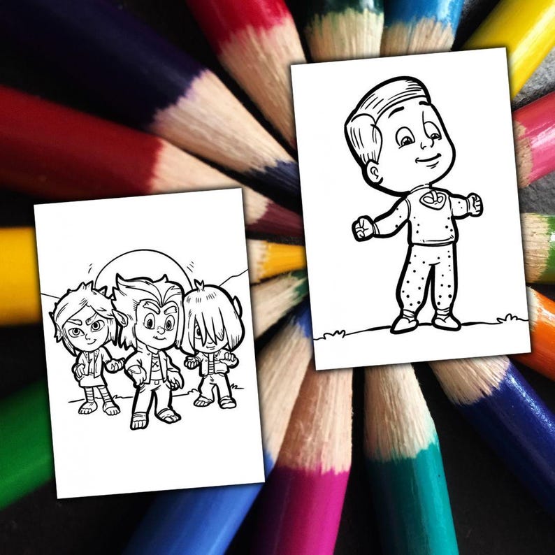 60 Coloring Pages for Kids, Kids Cartoon Characters Coloring Sheets ...