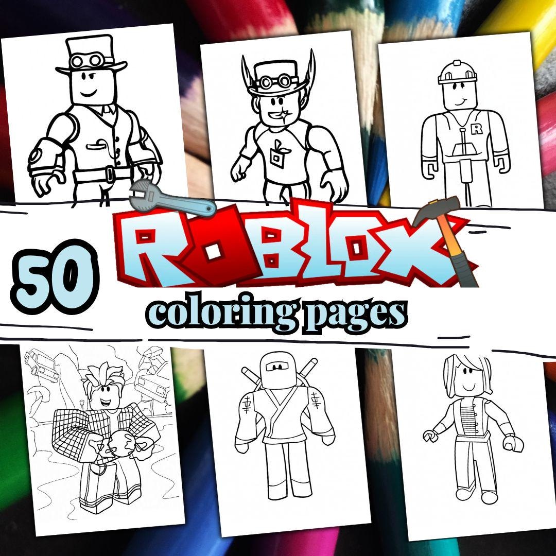 50 Pixel Block Character Coloring Pages. Roblox Coloring Book for Kids ...