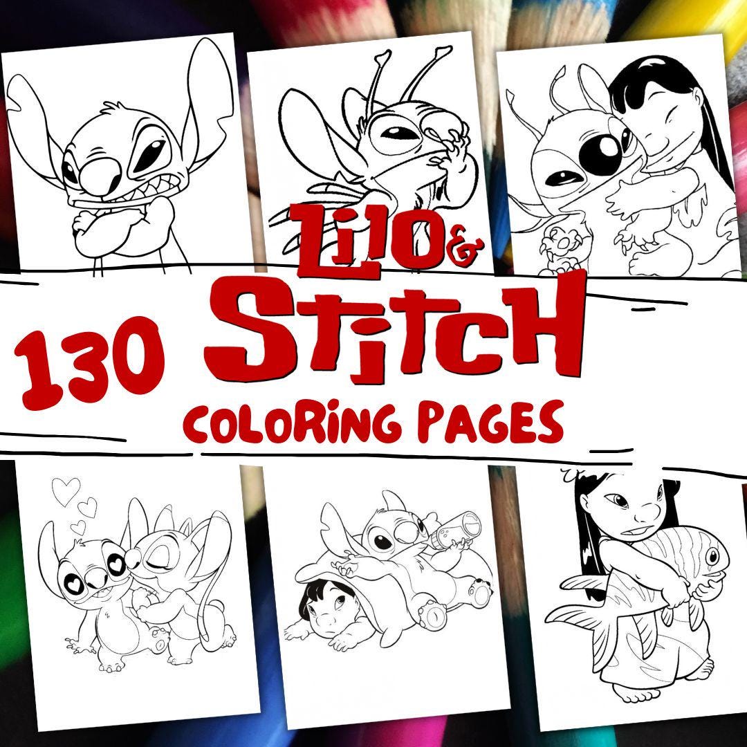 Lilo&stich Coloring Pages. Cartoon Coloring Book for Kid. Printable ...
