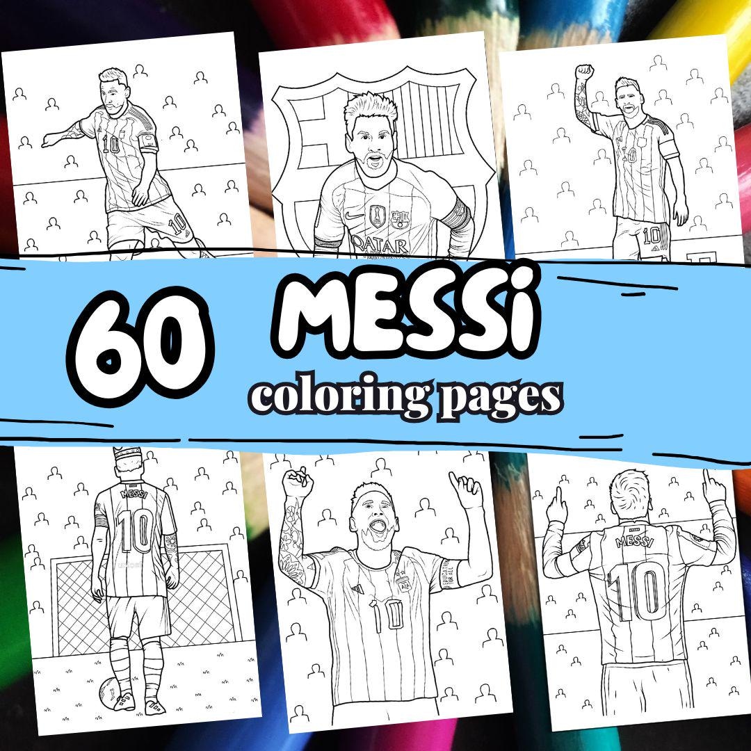 60 MESSI Coloring Pages. Soccer Coloring Book for Kids. Soccer Birthday ...