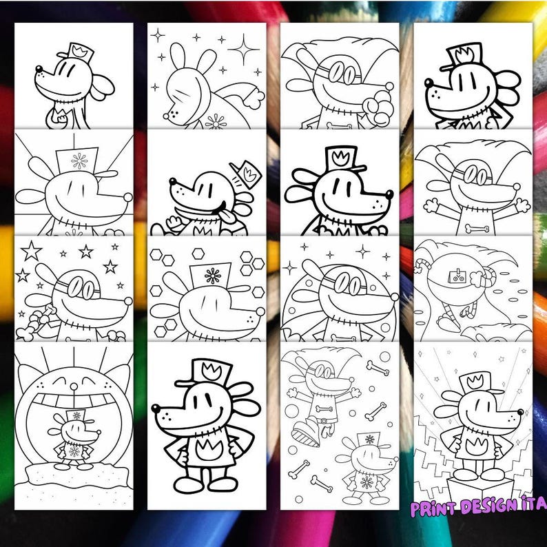 75 Dog Man Coloring Page, Kids Cartoon Characters Coloring Sheets ...