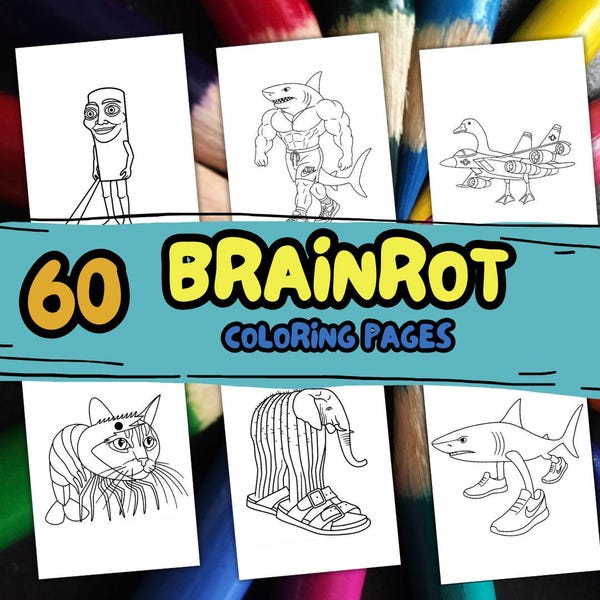 Brainrot Character Coloring Pages - Etsy New Zealand