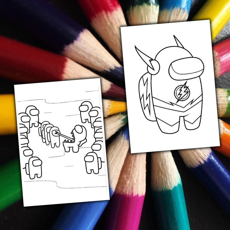 65 Space Crewmate Color Pages. Astronaut Game Characters Coloring Book ...