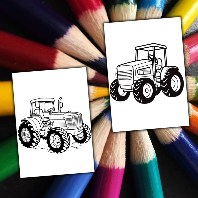 35 TRACTOR Coloring Page, Kids Vehicle Coloring Sheets Instant Download ...