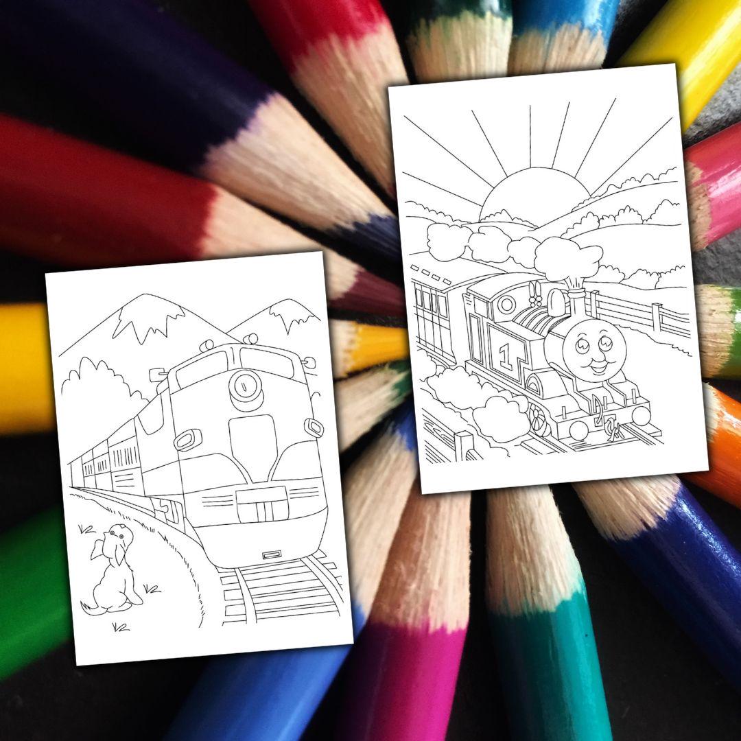 40 Train Coloring Page, Kids Coloring Sheets Instant Download ...