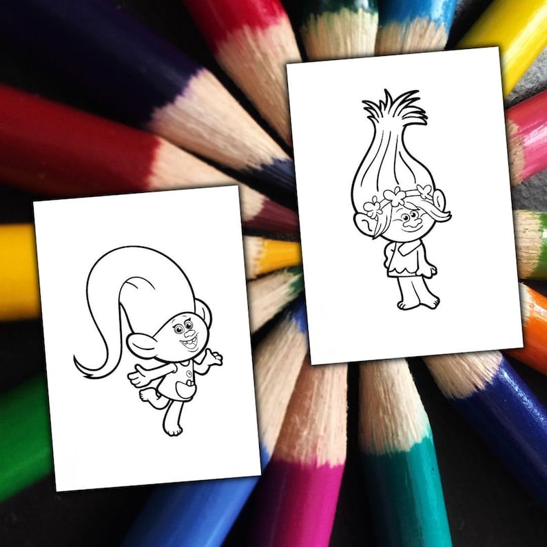 60 Trolls Coloring Page, Kids Cartoon Characters Coloring Sheets ...