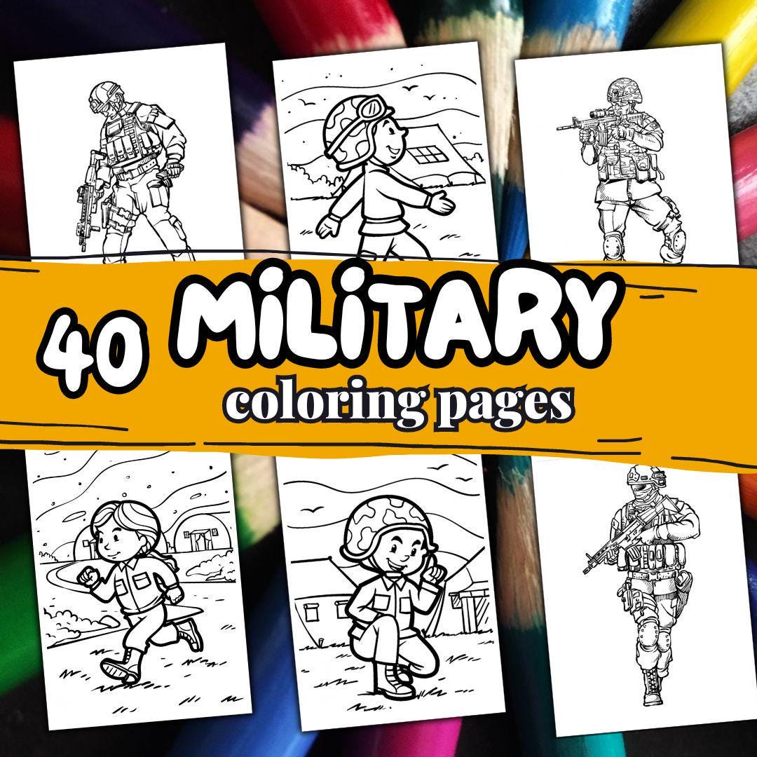 40 MILITARY Coloring Pages. Military Coloring Book for Kids. Printable ...