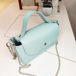 Mini Handbag, Baby Blue Leather Mini Bag, Phone Bag, Miniature Handbag ...