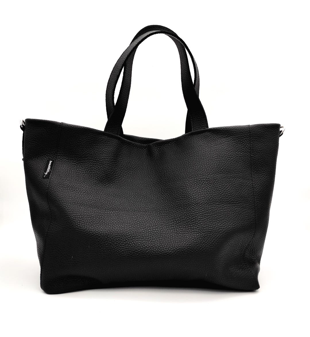 Big Leather Tote, Hobo Bag, Oversize Black Leather Shopper With ...