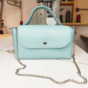 Mini Handbag, Baby Blue Leather Mini Bag, Phone Bag, Miniature Handbag ...