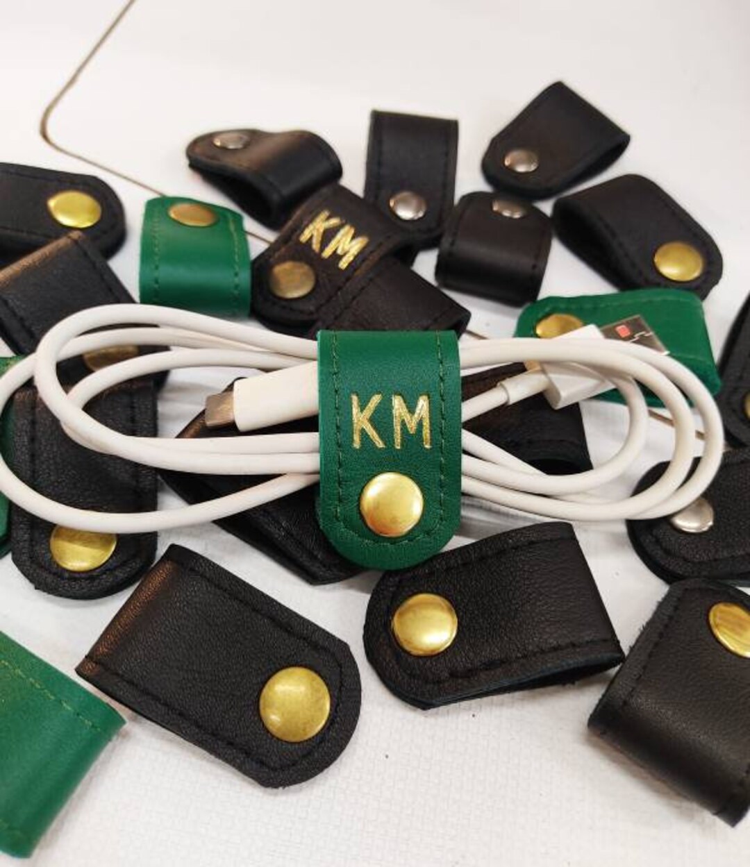 Personalized Leather Cable Tidy, Personalized Christmas Gift, Leather ...