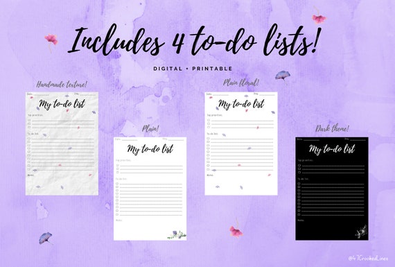 4 Printable to do list templates floral theme To Do List | Etsy