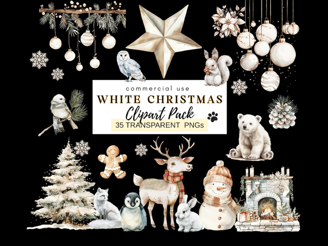 Watercolor Christmas Clipart: Winter Animals, Snowman,reindeer and ...