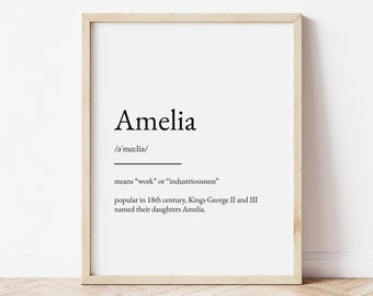 Amelia Name Meaning - Etsy