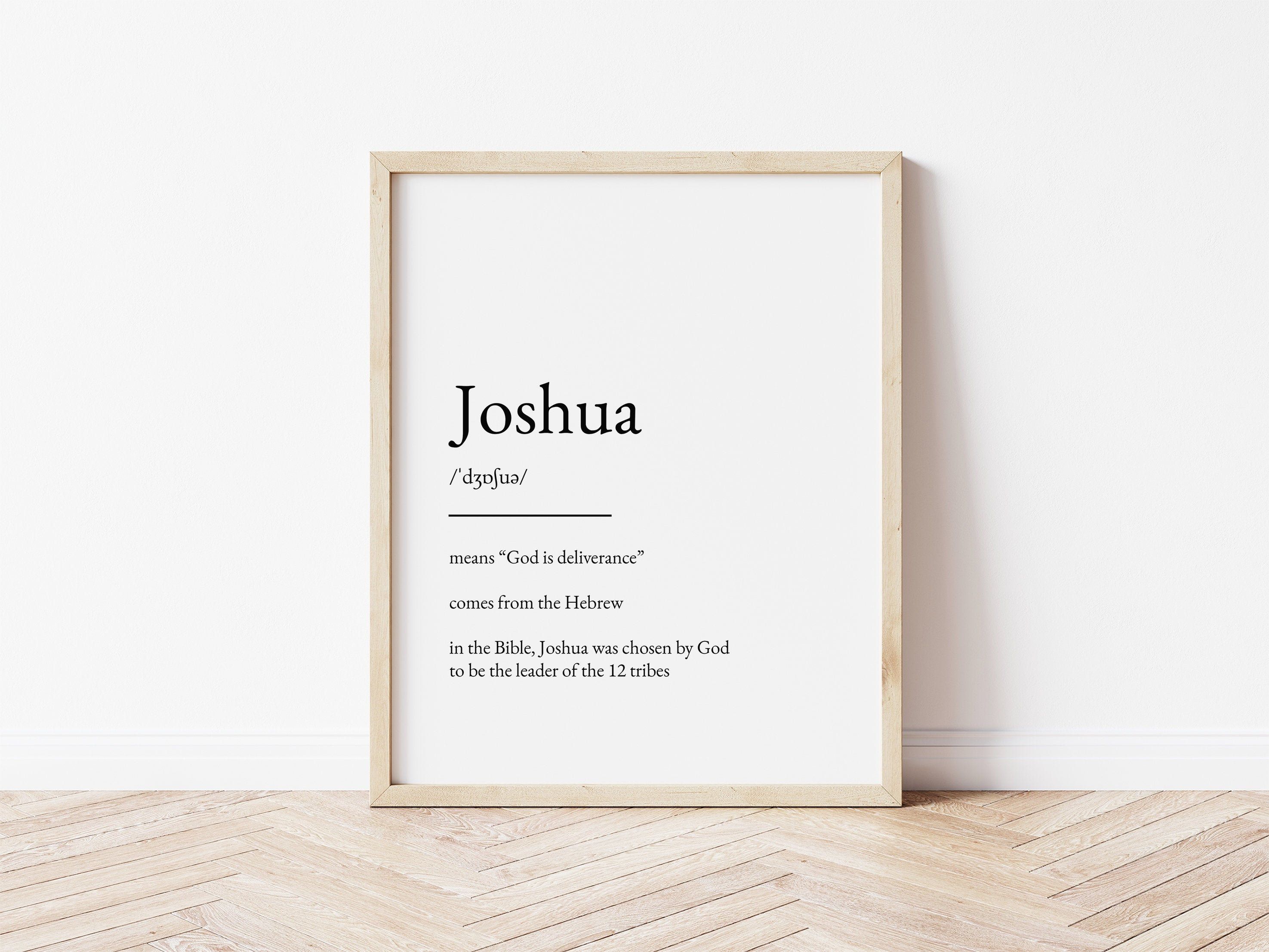 Joshua Name Meaning Print, Name Print, Wall Art, Minimalist Print ...