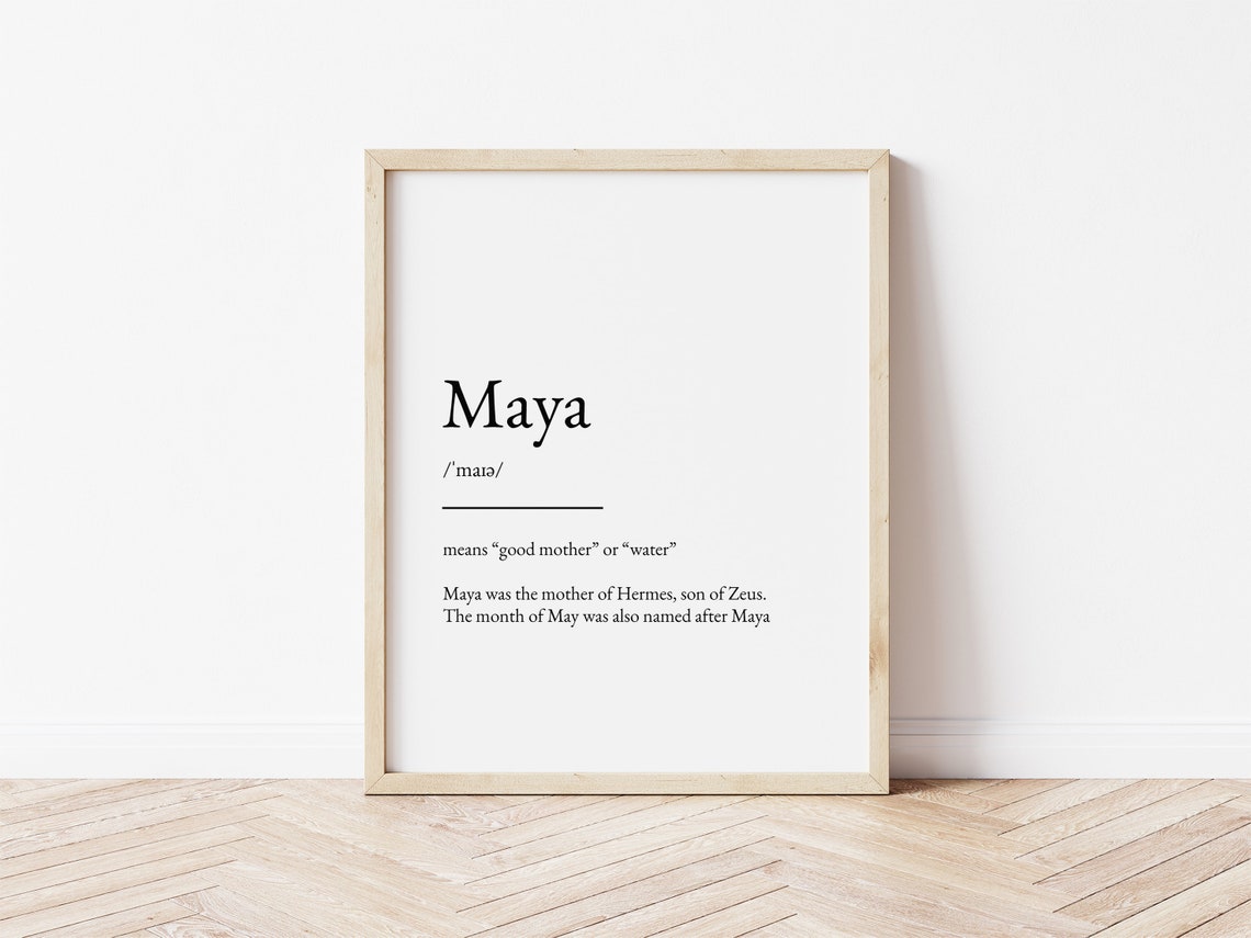 Maya Name Meaning Print, Name Print, Wall Art, Minimalist Print ...