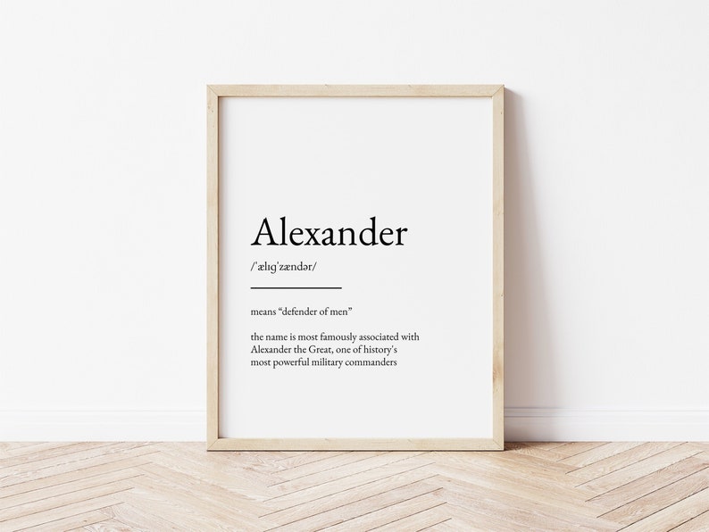 Alexander Name Meaning Print, Name Print, Wall Art, Minimalist Print ...