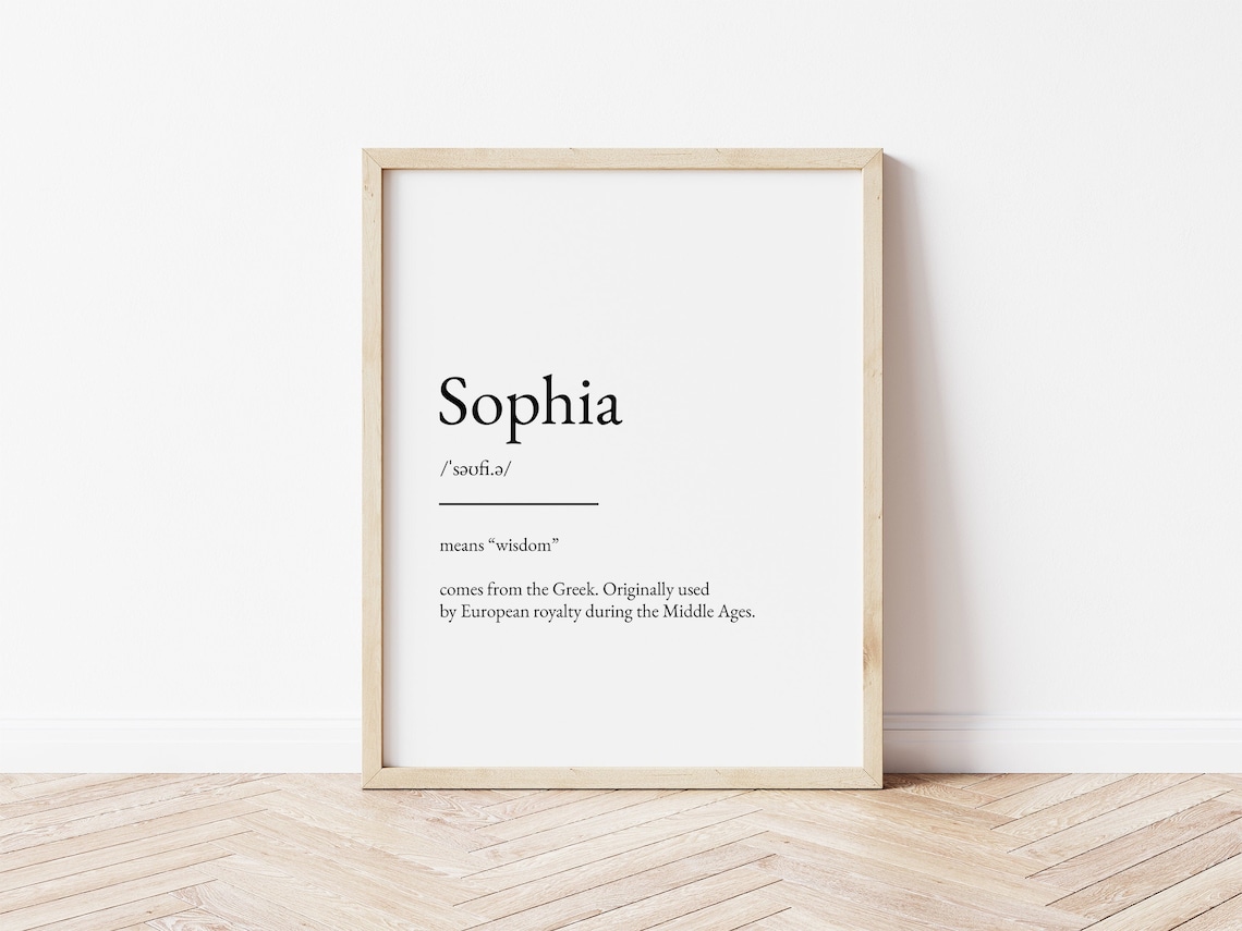 Sophia Name Meaning Print, Name Print, Wall Art, Minimalist Print ...