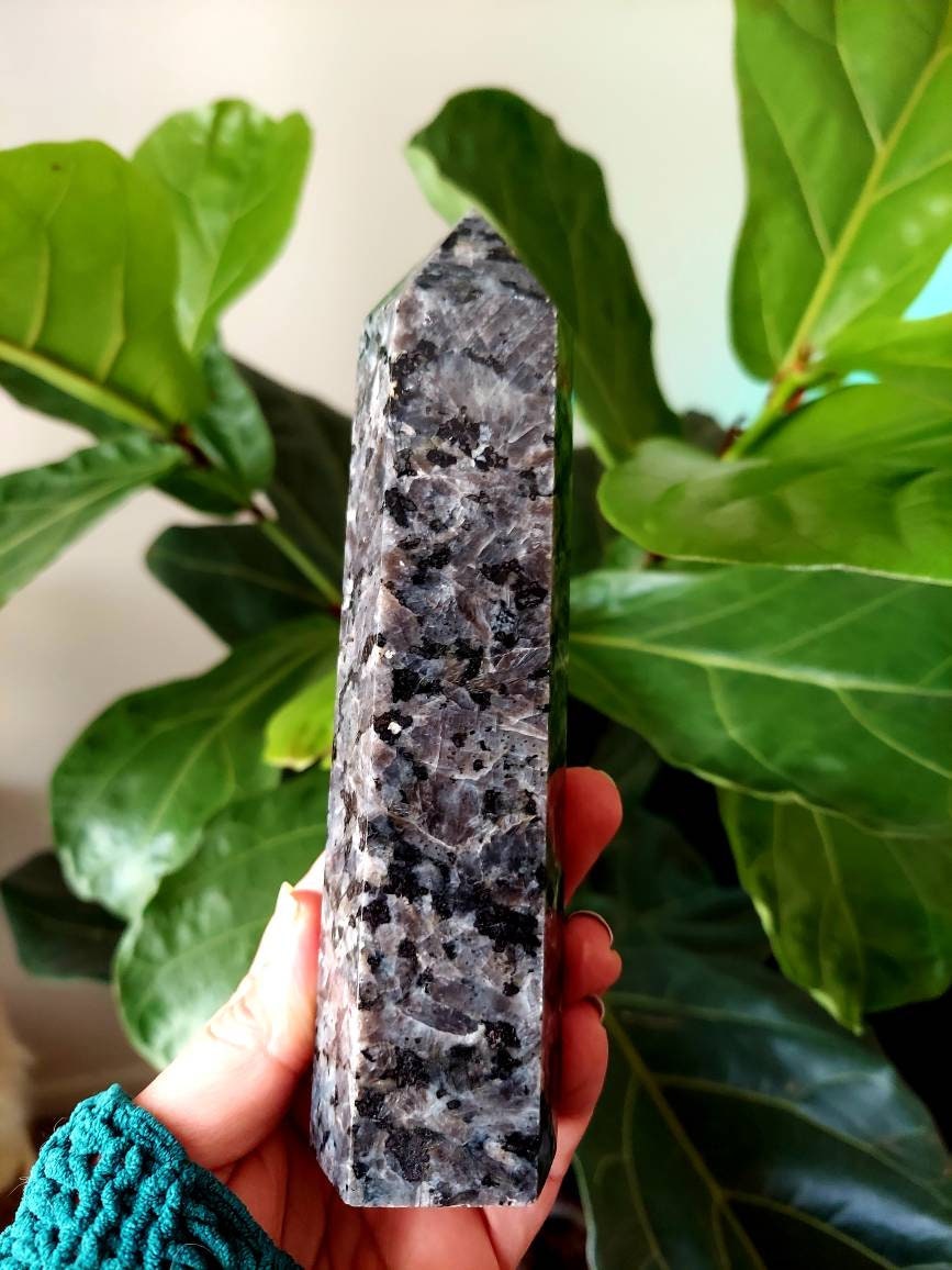 Larvikite Crystal Tower Point / Big Silver Sheen Flash Stone - Etsy