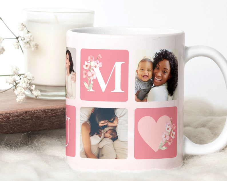 MUM Photo Grid Heart Pattern Mug Design. Love MUM UK - Etsy