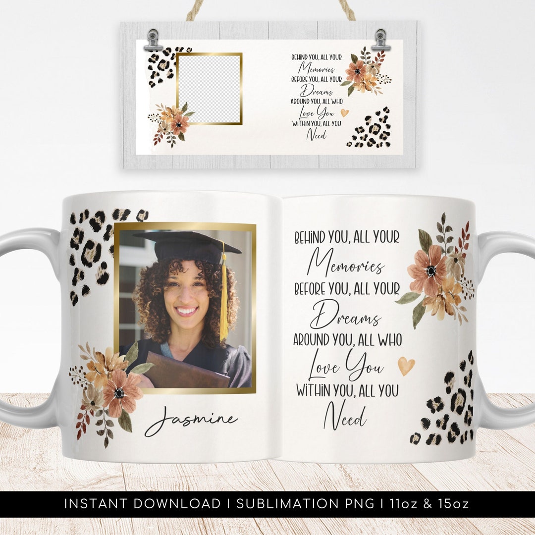 Graduation Personalized Photo Mug Design PNG for Sublimation, Behind ...