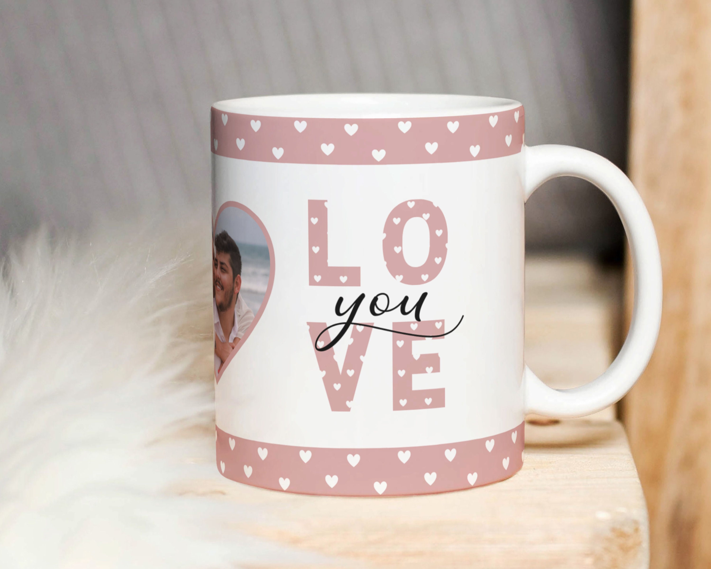 Love You Photo Heart Mug Template, Heart Pattern, Photo Mask Template PNG for Sublimation ...