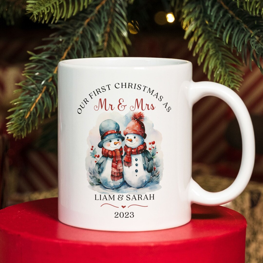 1st Christmas as Mr & Mrs PNG Mug, Personalized Xmas Wedding Mug ...