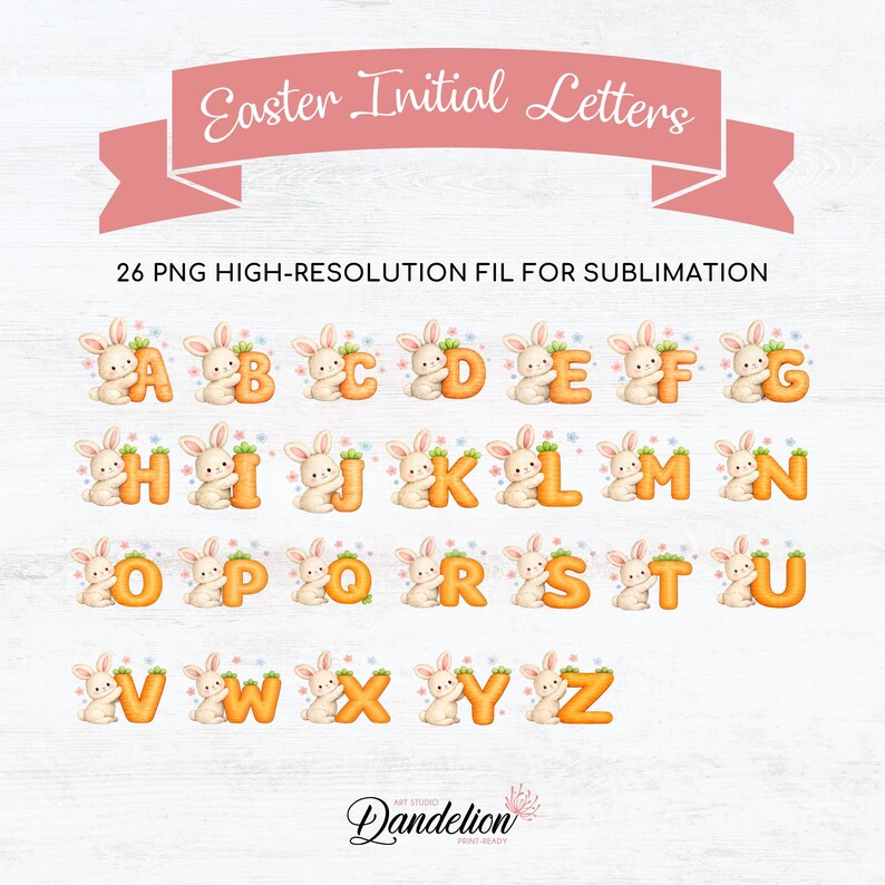 Bunny Carrot Initial PNG, Easter Alphabet Letter, Kids Name Monogram ...