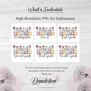 Teacher PNG Bundle, Teacher Wildflowers PNG, Retro Flowers Png ...