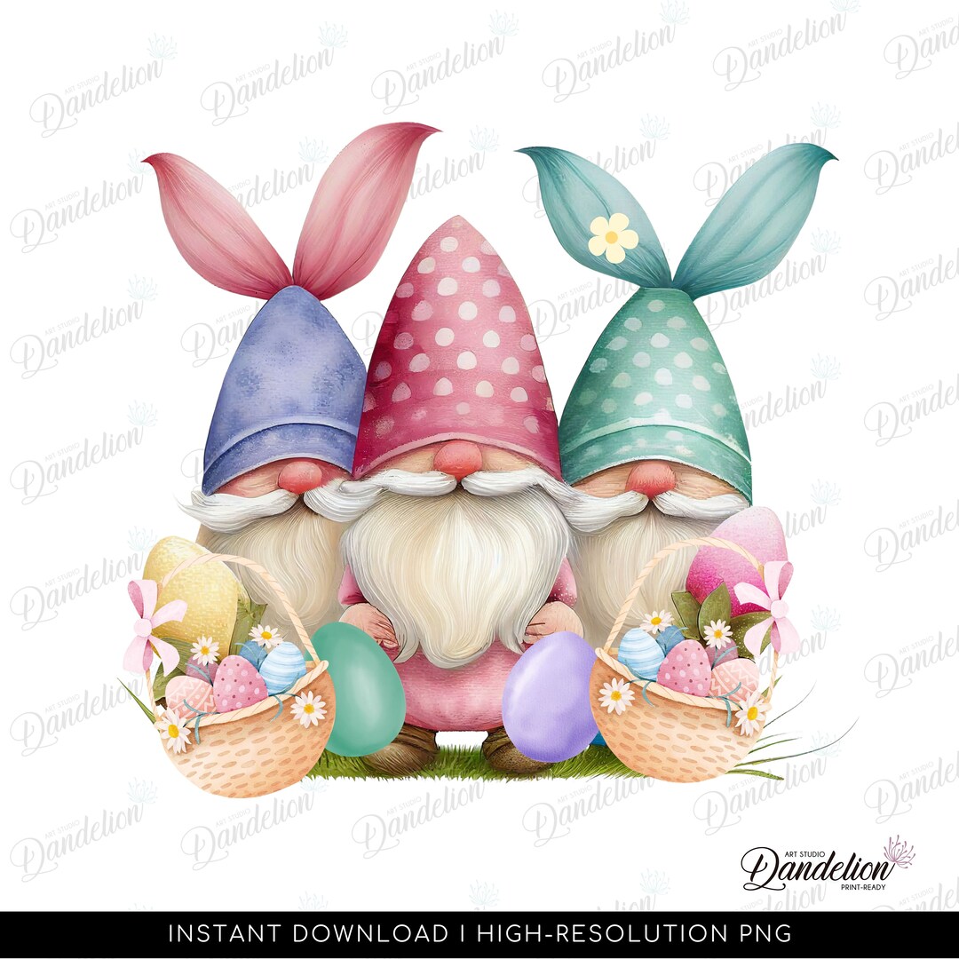 Sublimation PNG Design, Watercolor Easter Bunny Gnomes, Cute Easter ...