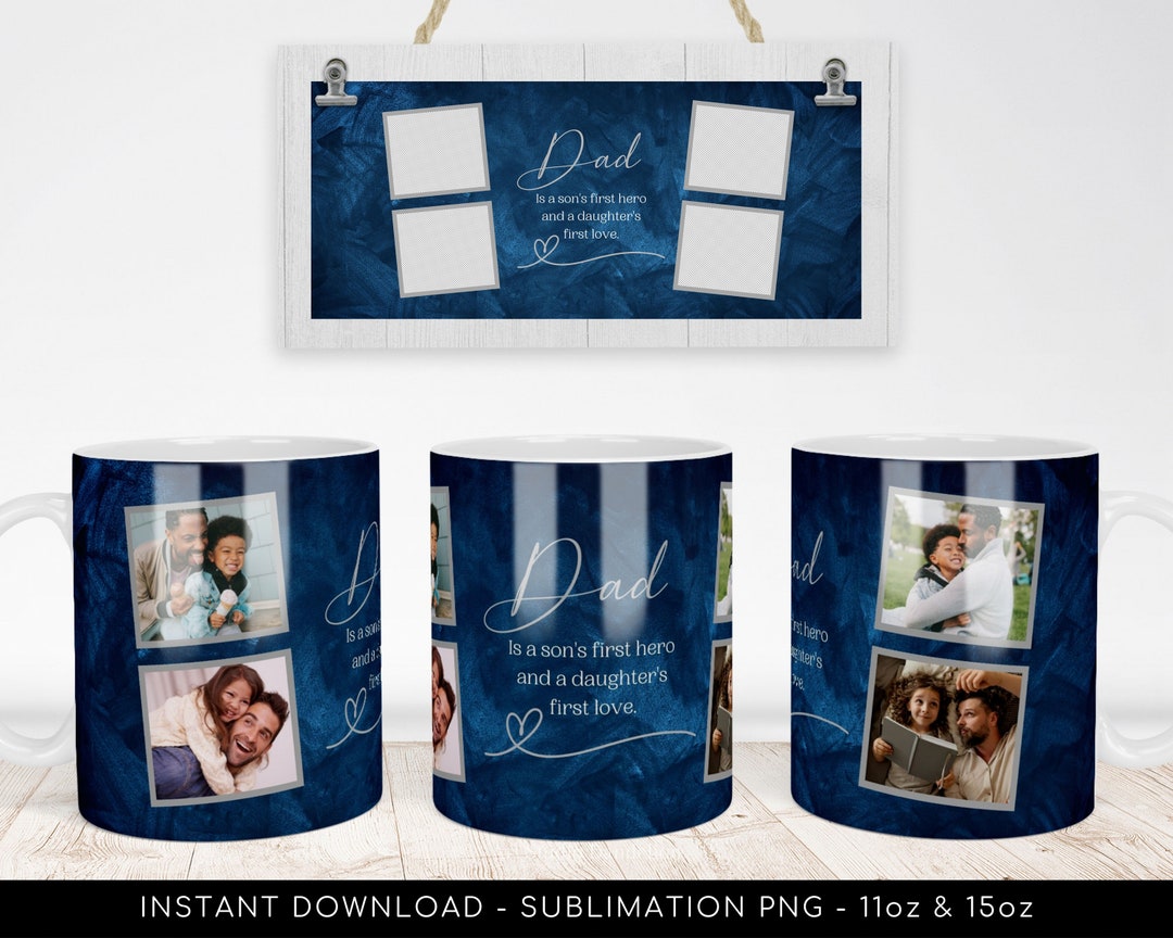 Dad Photo Mug Sublimation PNG Template, Father's Day Gift (digital ...