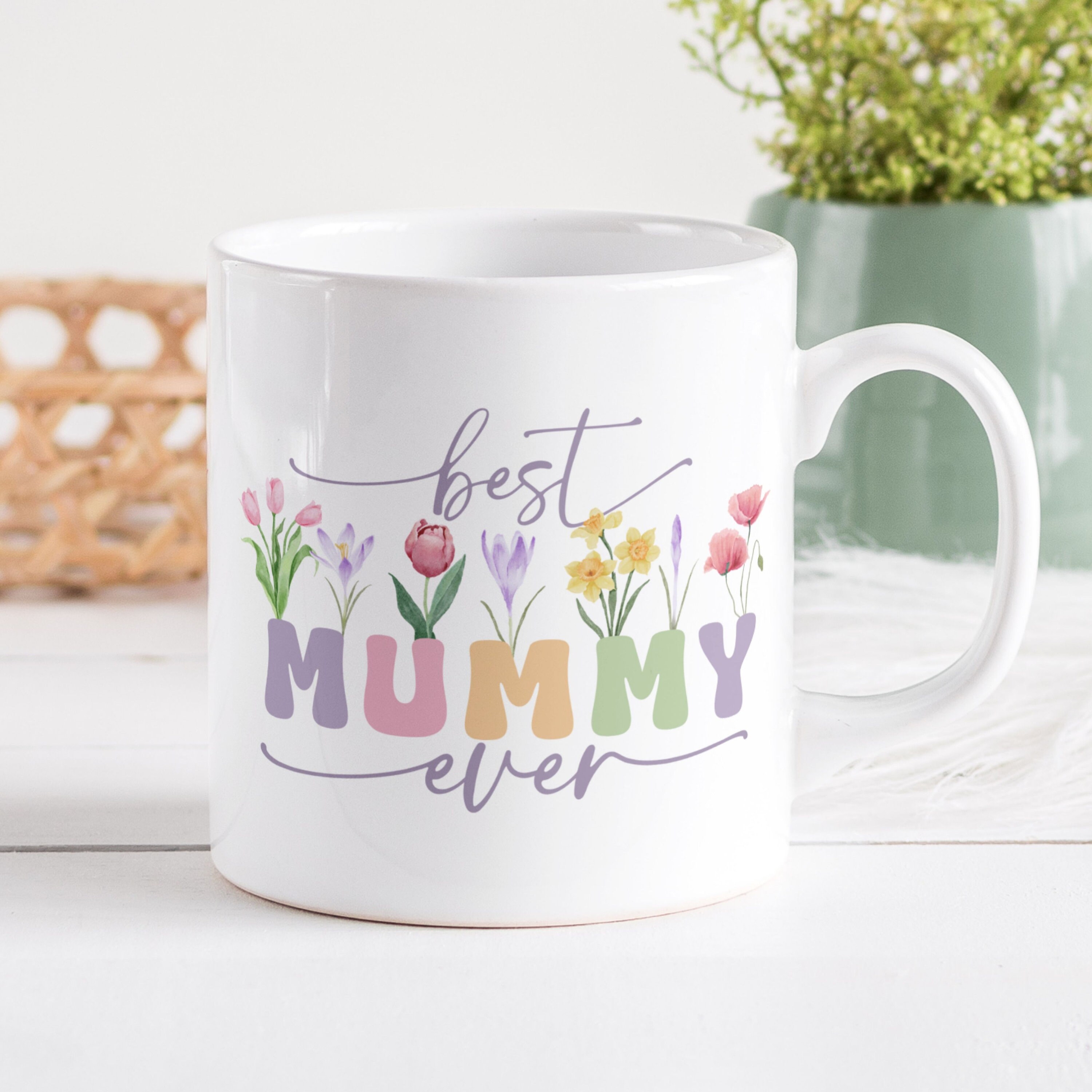 Best Mummy Ever Mug Sublimation PNG File. Vintage Floral Mug PNG ...