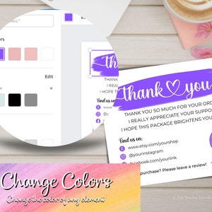 Print Ready, Instant Access Thank You for Your Order Card Template ...