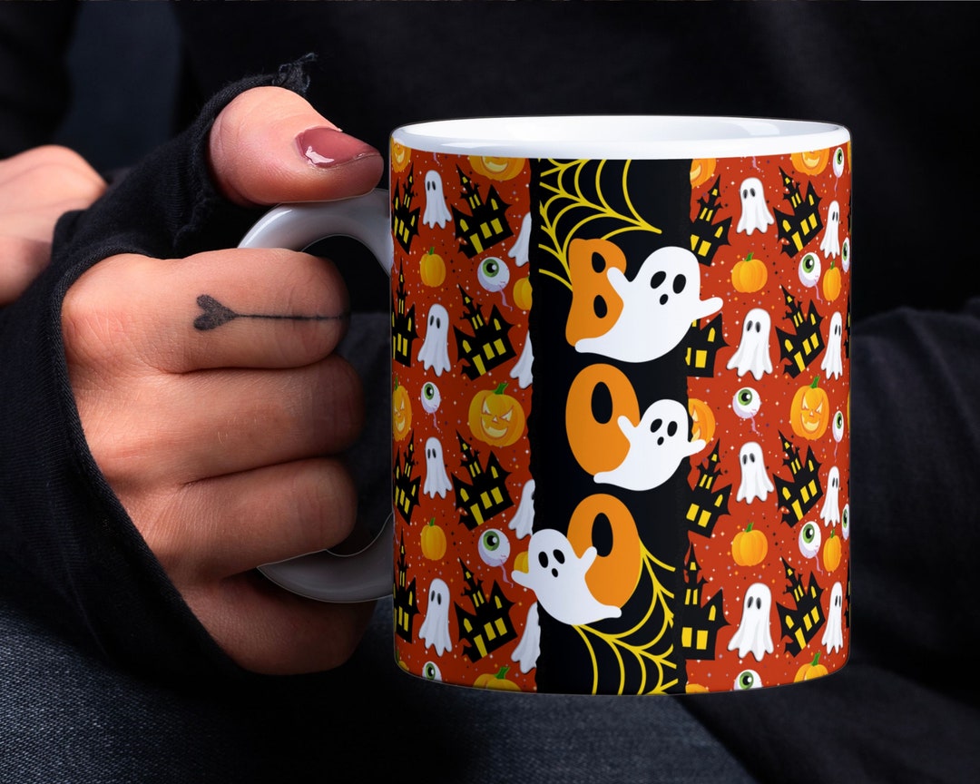 Halloween Sublimation Mug, Boo! Ghost PNG Mug File for Sublimation ...