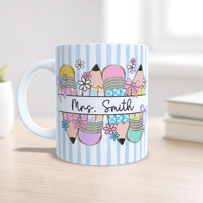 Teacher Mug Wrap, Pencil Name Frame PNG Mug, School Sublimation ...
