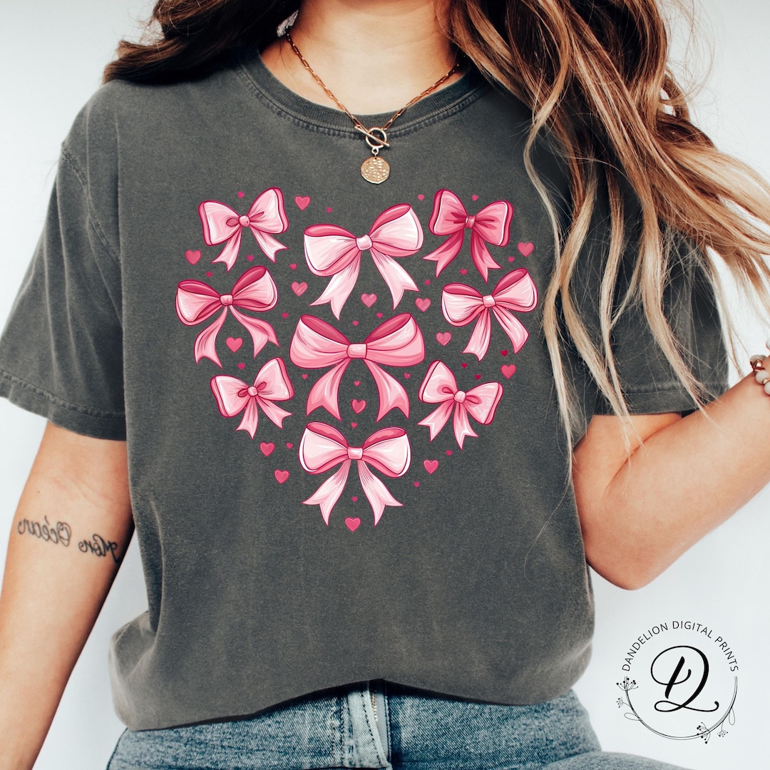 Valentine Heart Coquette PNG, Pink Valentine Bow Png, Valentine Love ...