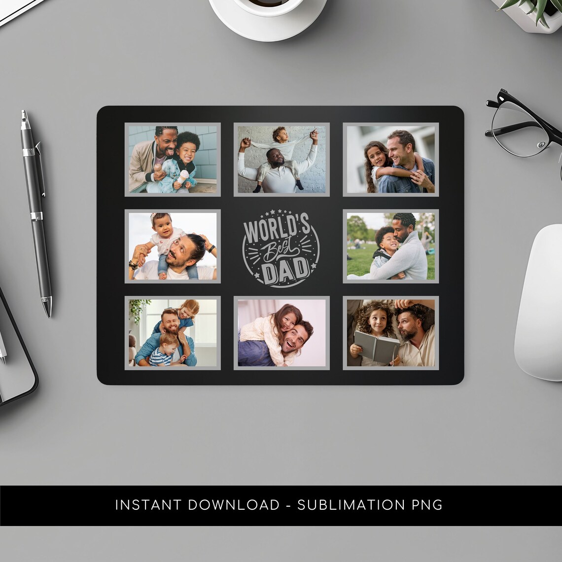World's Best Dad Mousepad PNG, Sublimation Mousepad PNG, Dad Photo ...