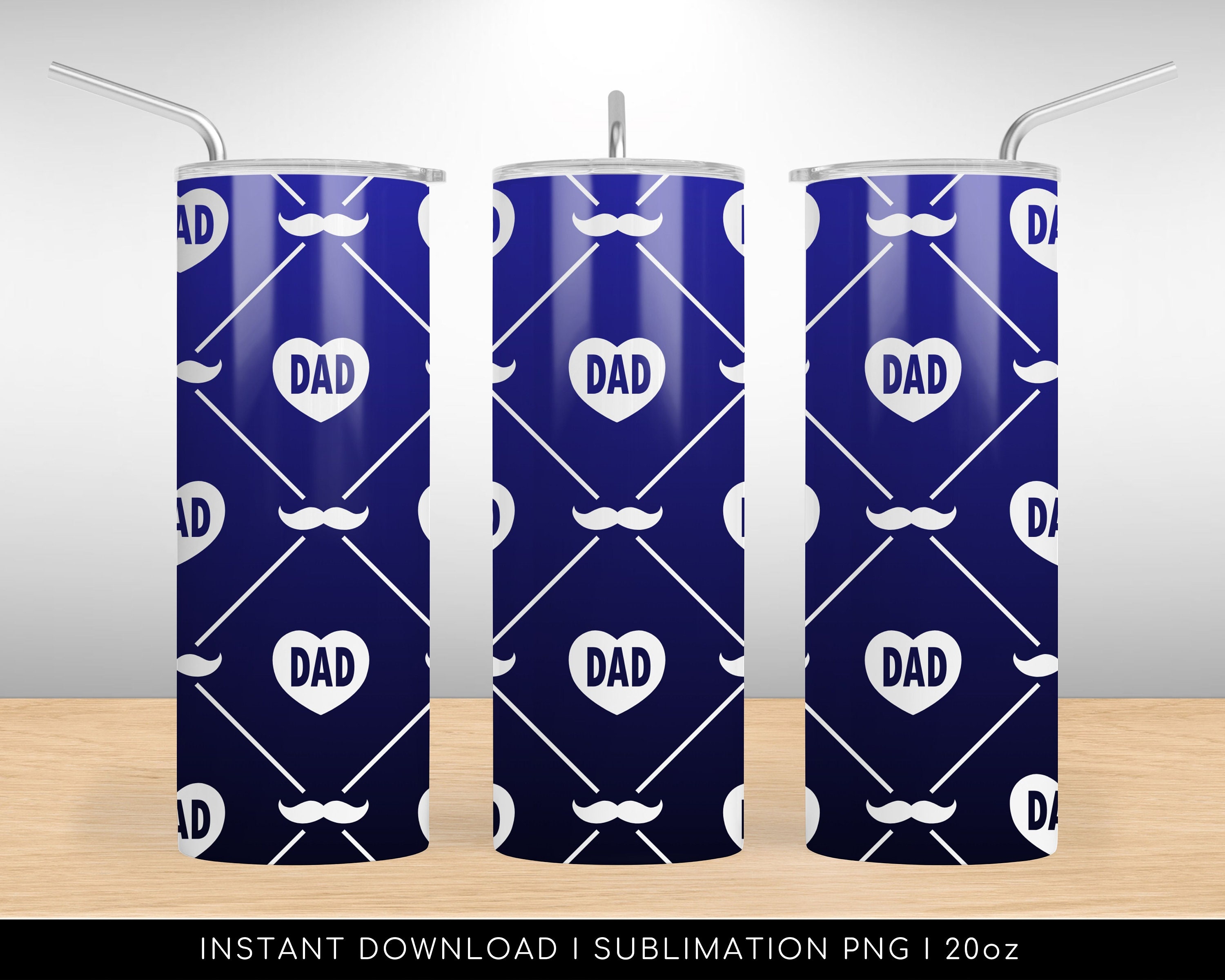 Tumbler Design PNG File for Sublimation. Dad Heart Mustache - Etsy