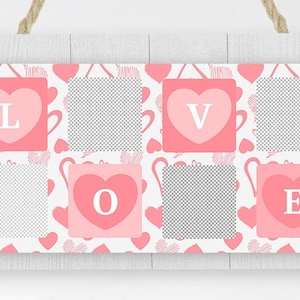 LOVE Photo Grid Heart Pattern Mug Design. Sublimation Digital Paper ...