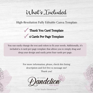 Print Ready, Instant Access Thank You for Your Order Card Template ...