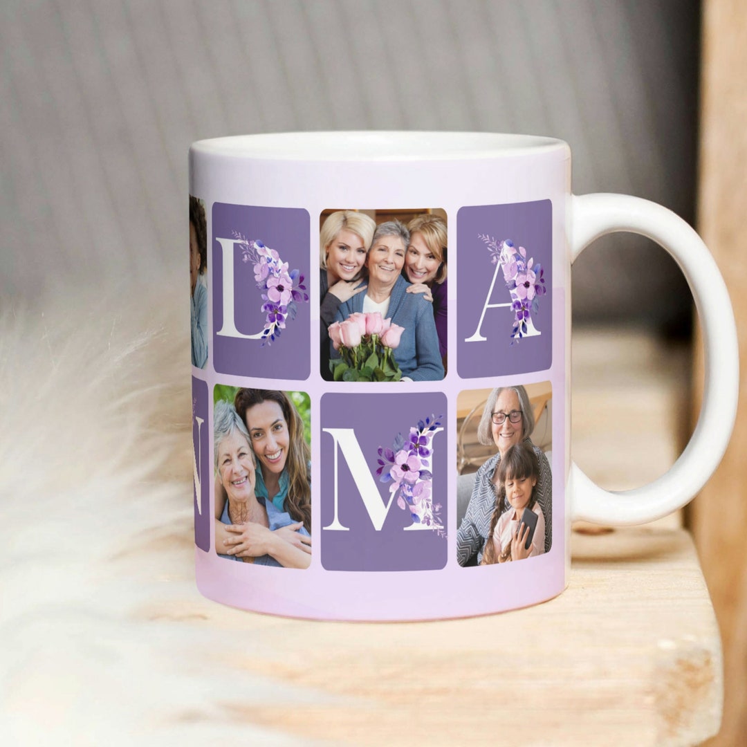 Grandma Photo Grid Mug Design, Floral Sublimation (PNG Digital Download ...