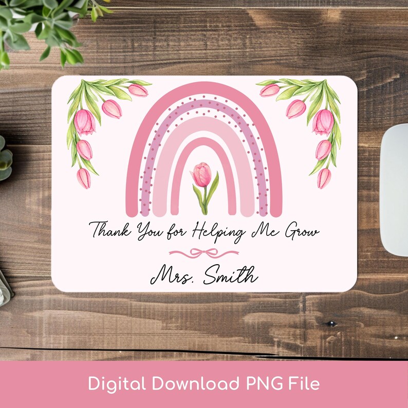 Mousepad para professor em PNG, design personalizado com nome e flores ...