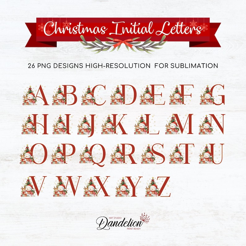 Christmas Alphabet PNG, Santa Initial Letter PNG, Xmas Ornament Png ...